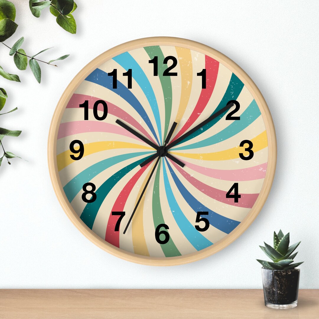 Retro Wall Clock, Color Wheel Clock, Colorful Clock, Silent Clock ...