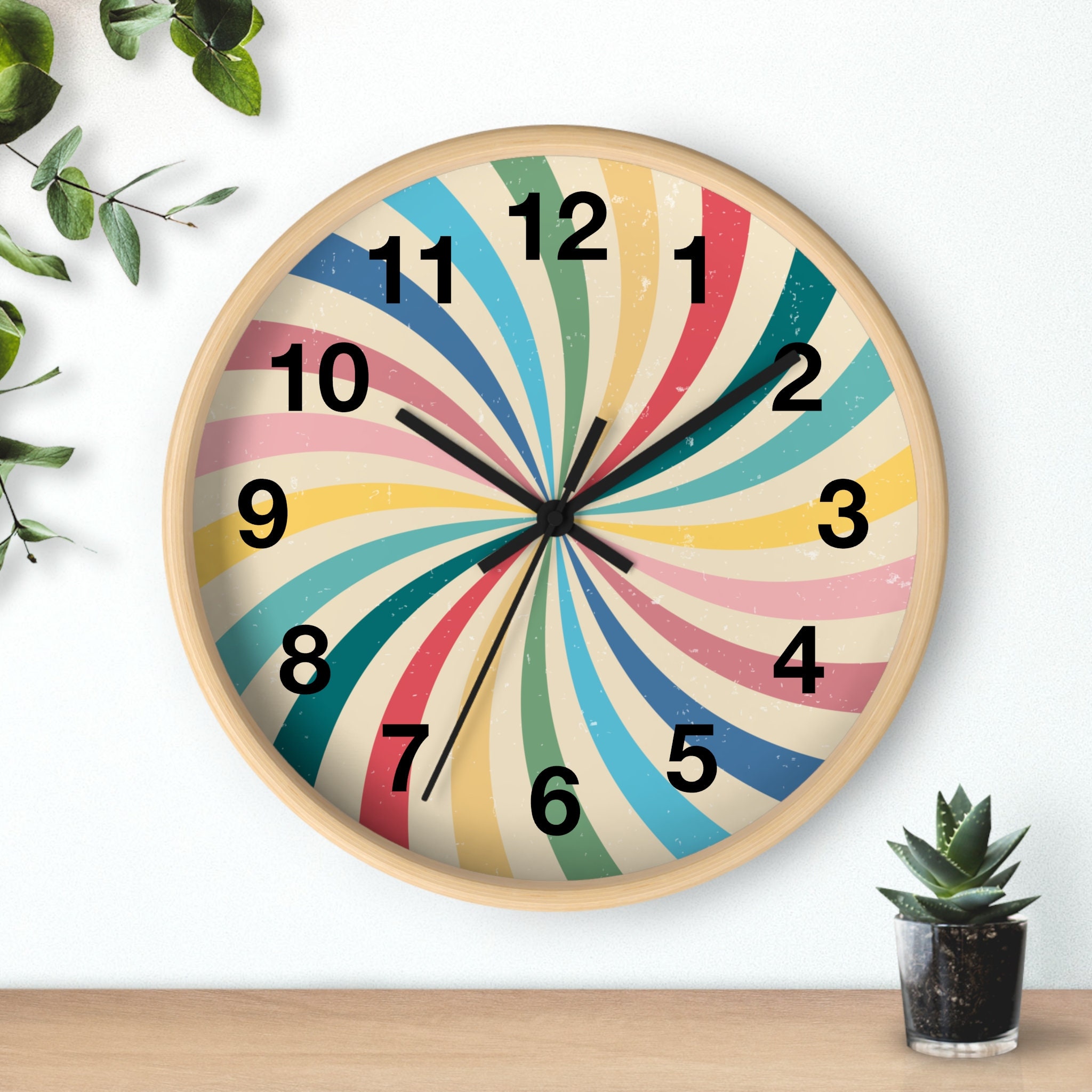 Retro Wall Clock, Color Wheel Clock, Colorful Clock, Silent Clock ...