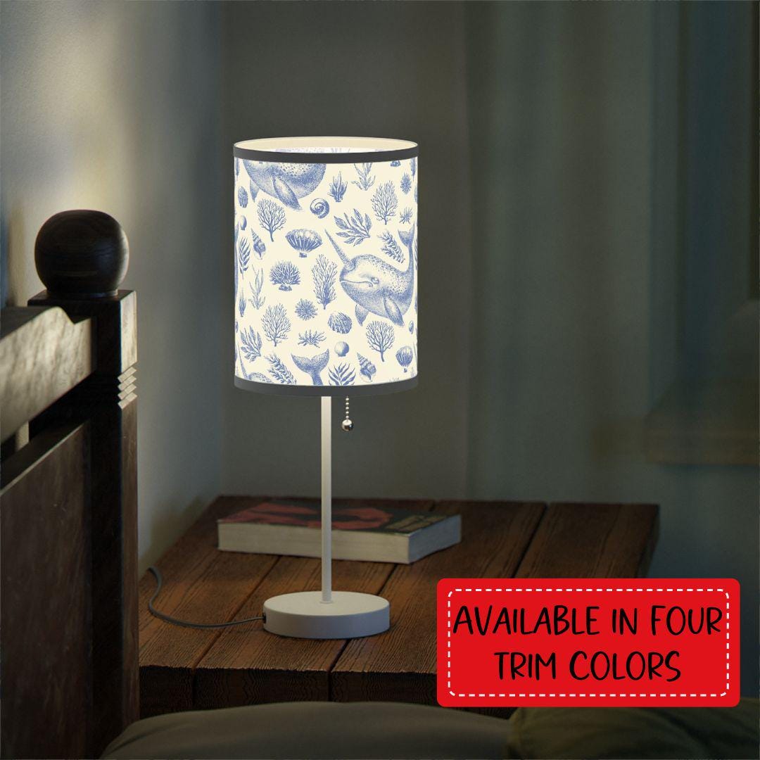 Whale Table Lamp Narwhal Ocean Coastal Nautical Beach Theme Desktop ...