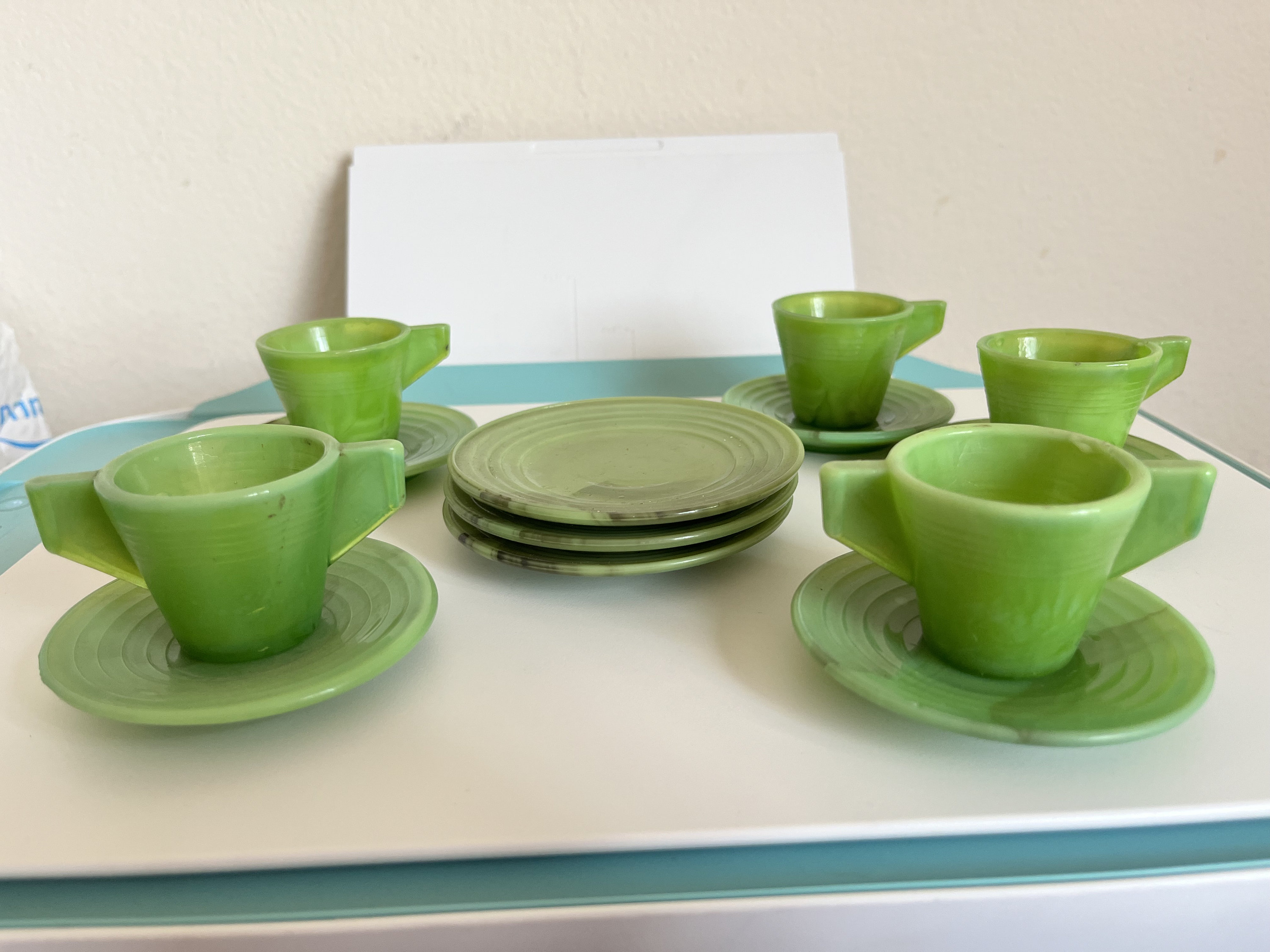 Rare 1940's Vintage Green Glass Tea Set - Etsy