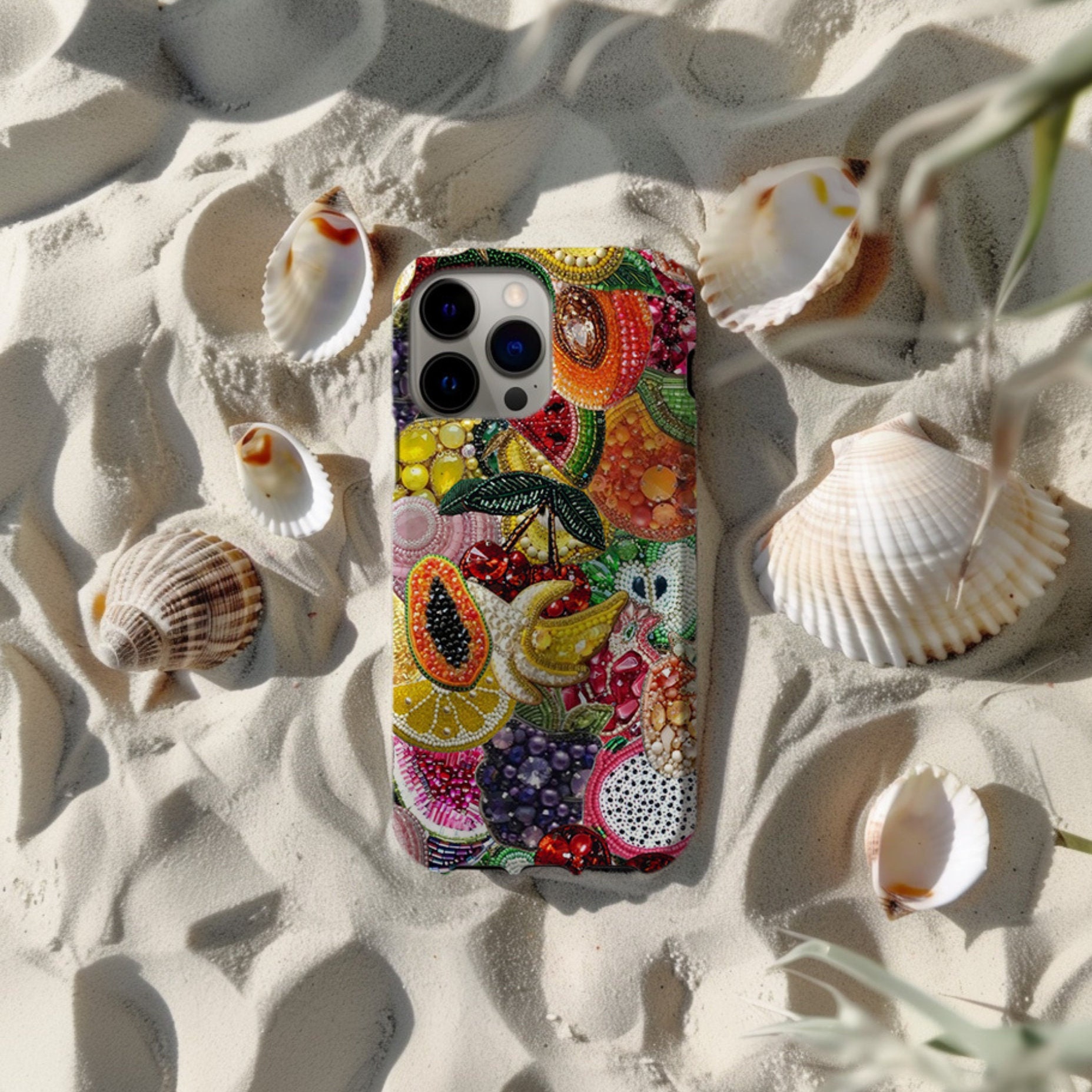 Vintage Mosaic Charms Fruits Phone Case, Art Cute, Summer Trendy iPhone ...
