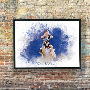 Custom Dad Portrait | Dad Son Portrait From Photo | Father Painting ...