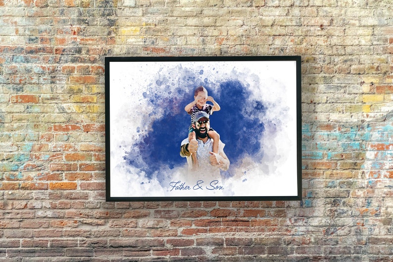 Custom Dad Portrait | Dad Son Portrait From Photo | Father Painting ...