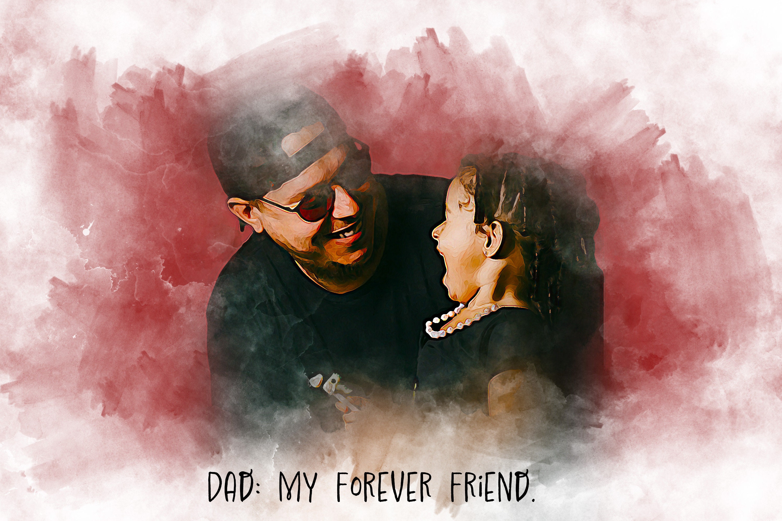 Custom Dad Portrait| Dad Daughter Portrait From Photo|father Painting ...