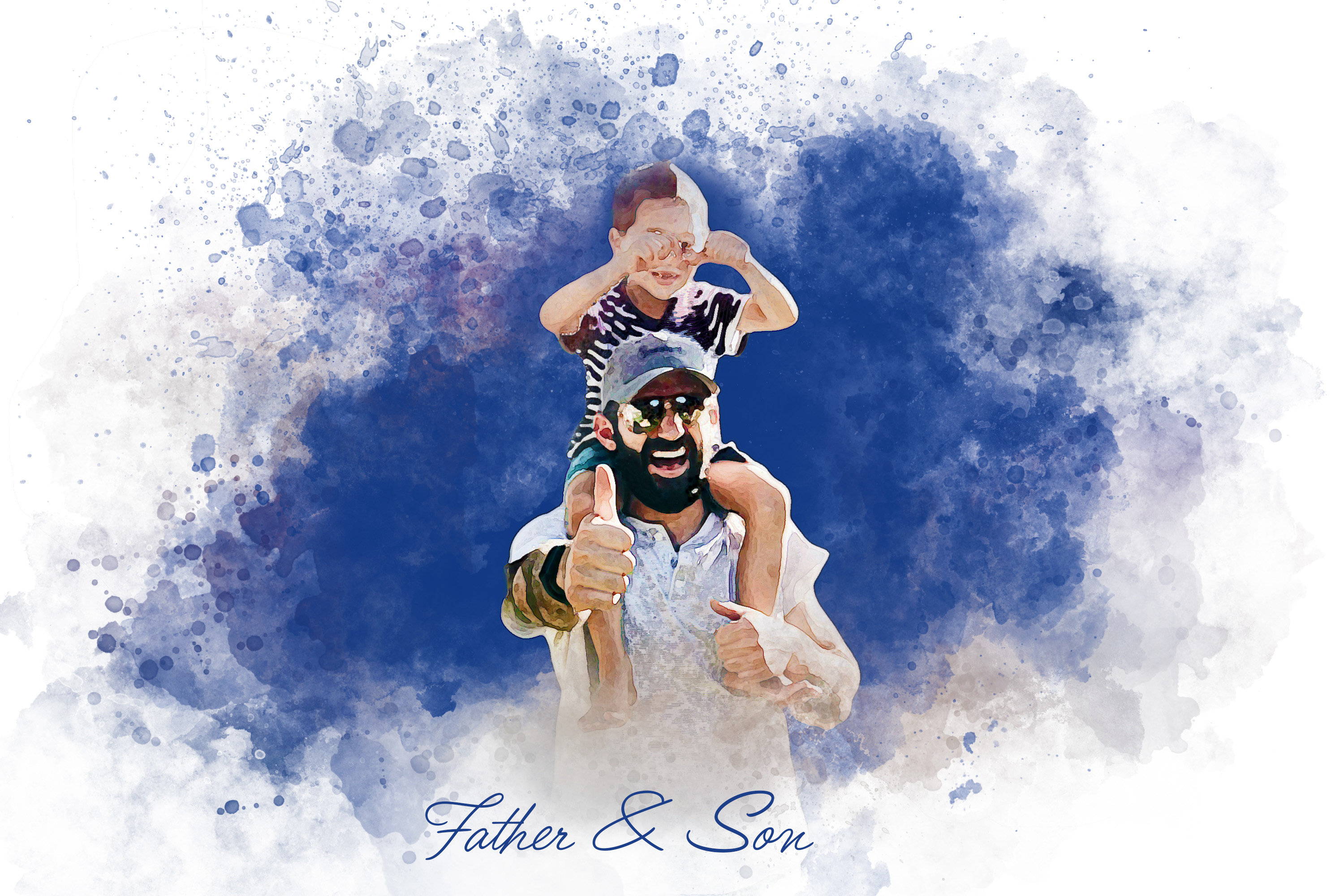 Custom Dad Portrait | Dad Son Portrait From Photo | Father Painting ...
