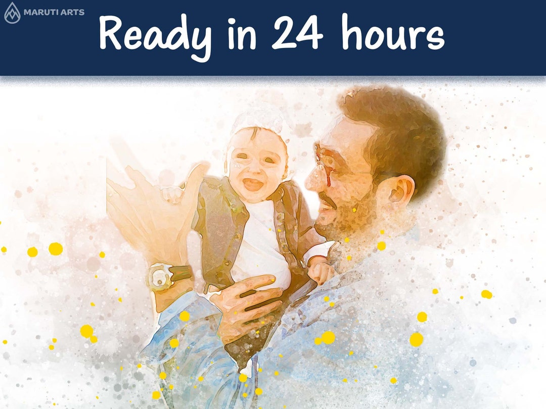 Custom Dad Portrait | Dad Son Portrait From Photo | Father Painting ...