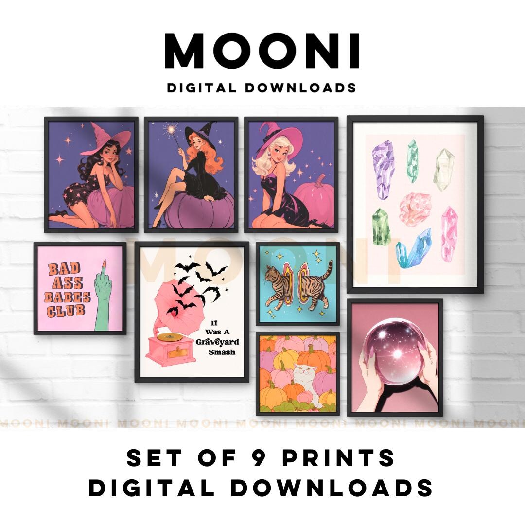 Pastel Retro Witchcore Aesthetic Art Prints Collection Set of 9 Digital ...
