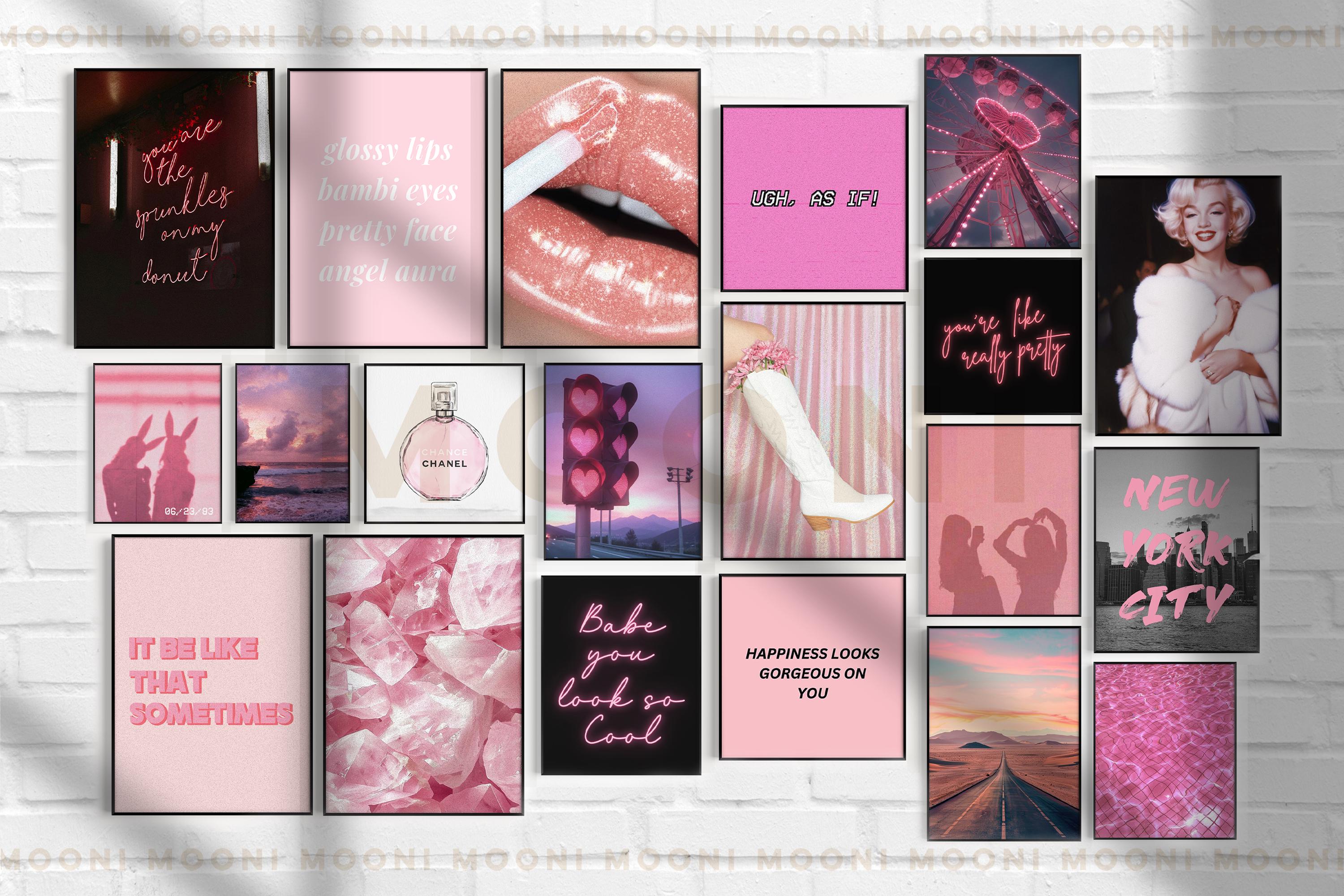 Y2K Baddie Girl Pink Aesthetic Wall Art Collection Set of 20 Art Prints ...