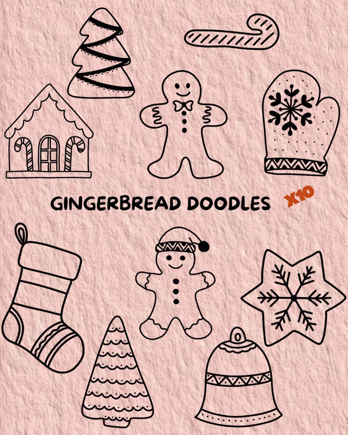 Gingerbread Christmas Doodles, Hand Drawn Christmas Doodles Png ...