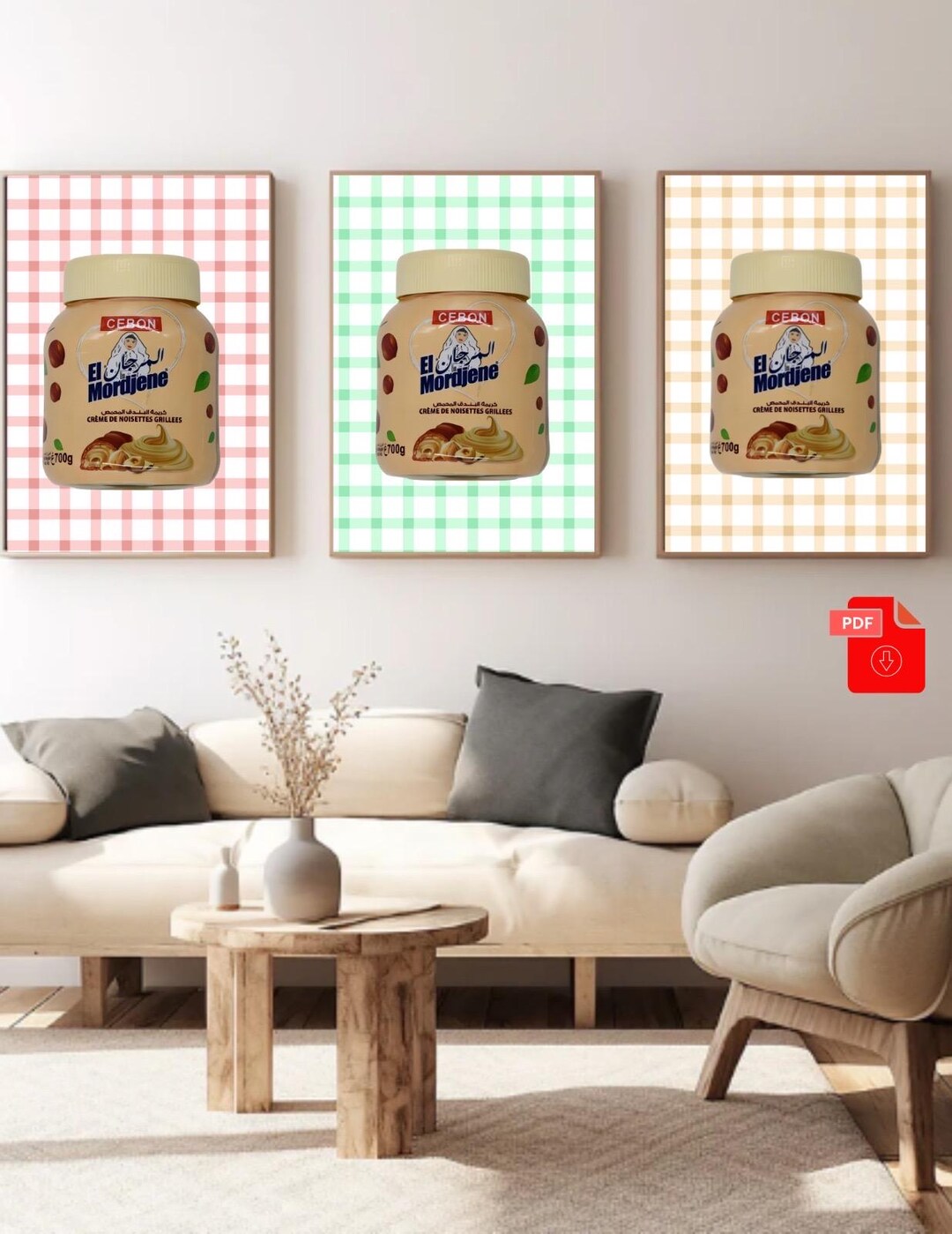 Retro El Mordjene Print, Classic Algerian Hazelnut Cream Artwork ...
