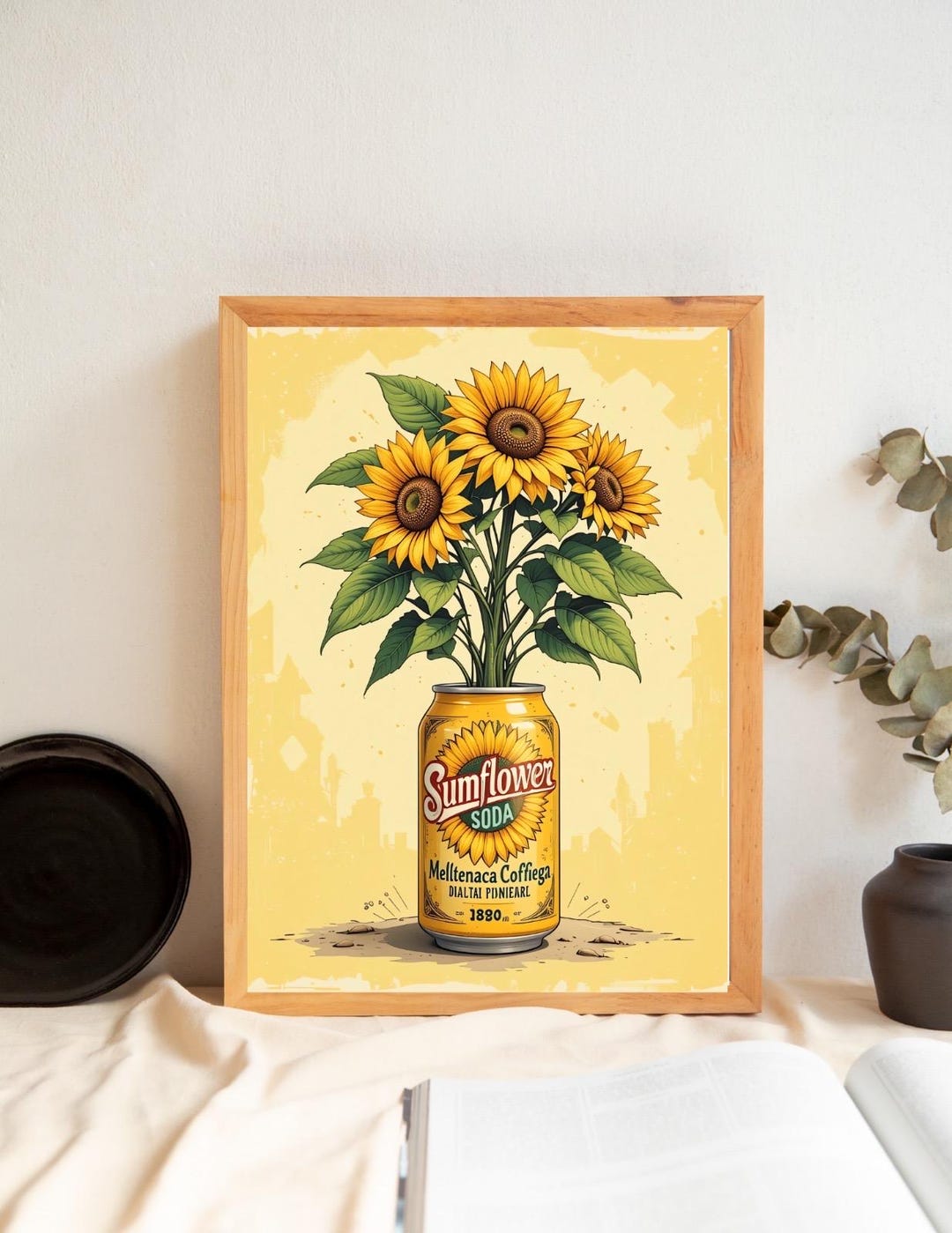 Sunflowers Soda Can, Retro Sunflowers Poster, Vibrant Sunflowers Print ...