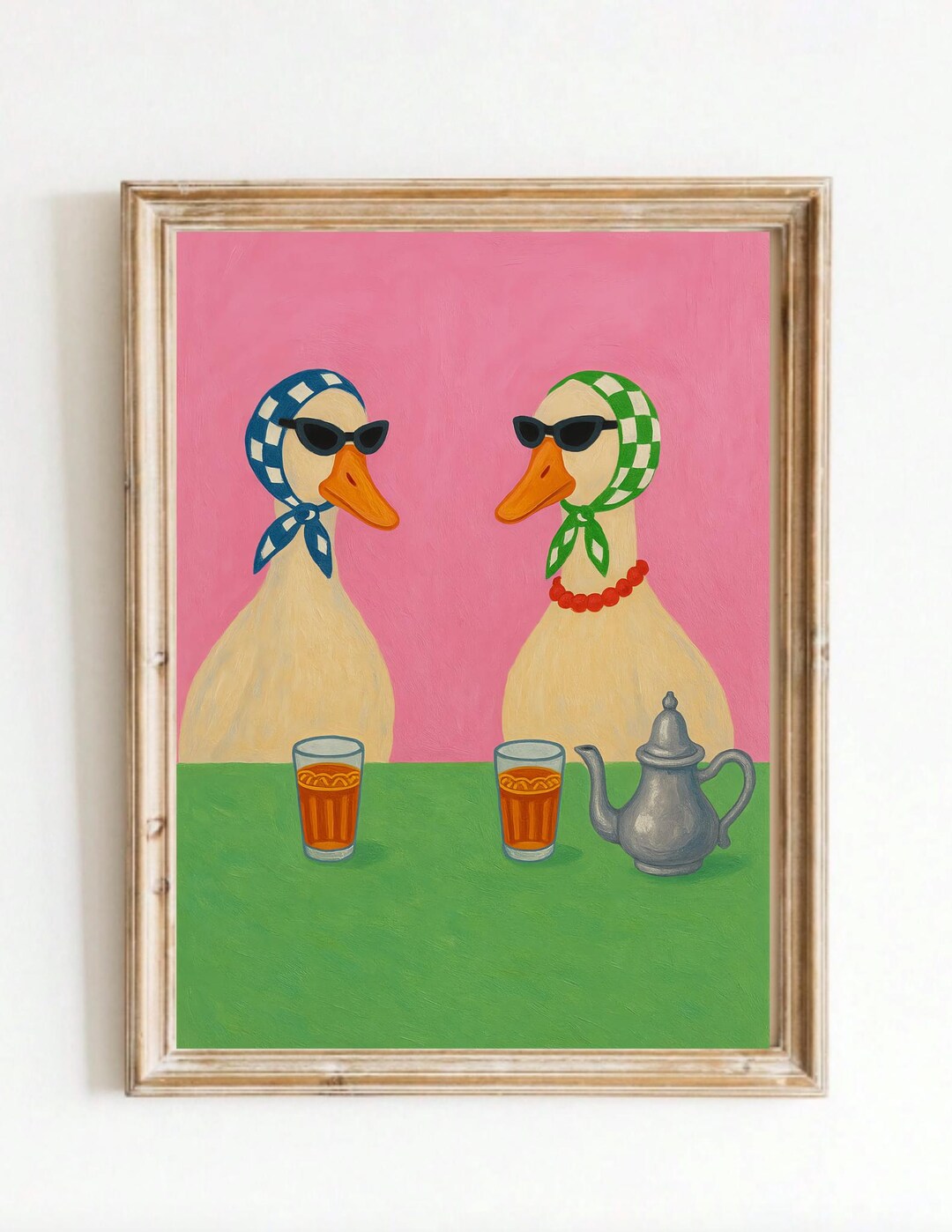 Retro Ducks Art Print, Moroccan Art Wall, Whimsical Kitchen and Bar ...