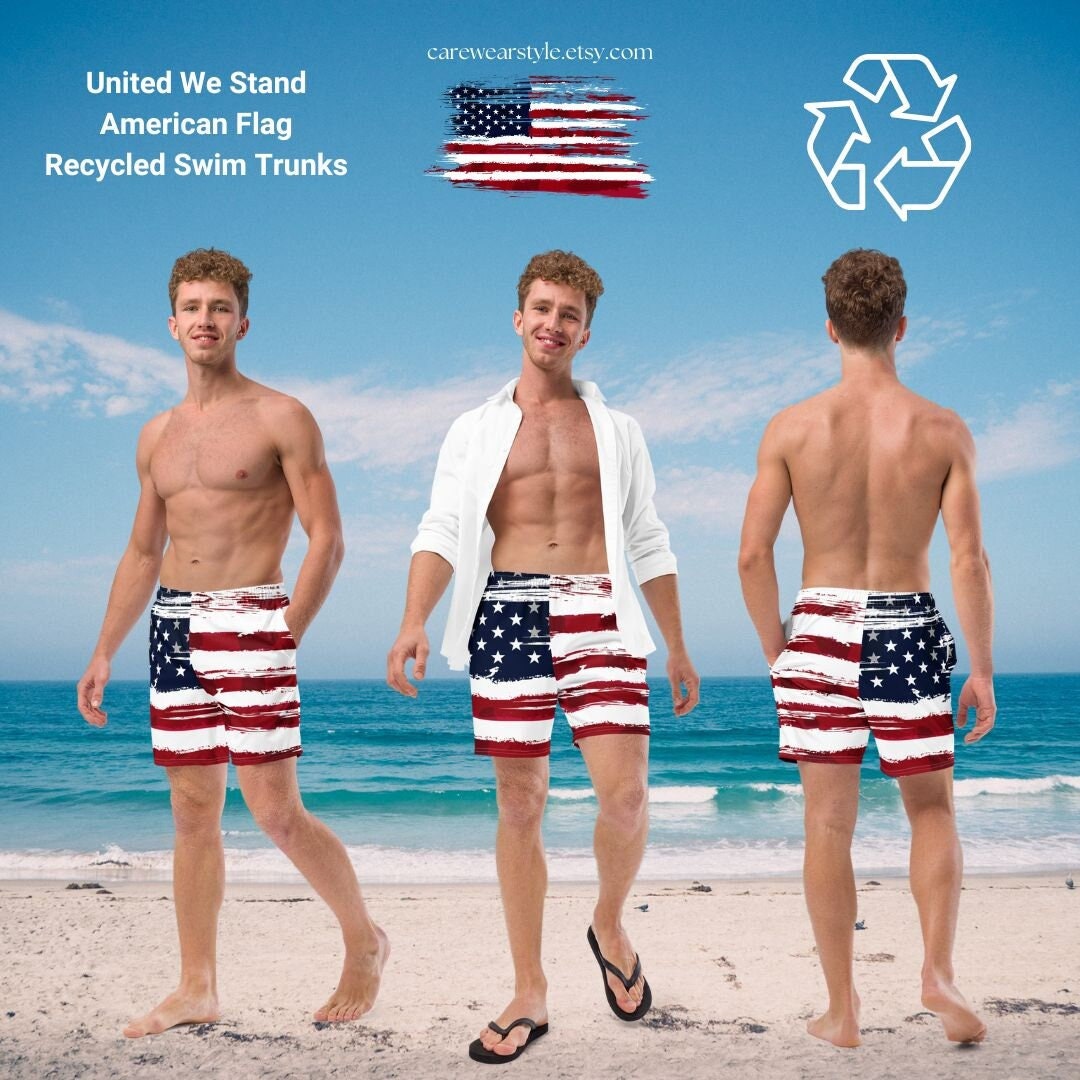 USA Flag Swim Trunks for a Hot Summer Day American Flag Print Swim ...