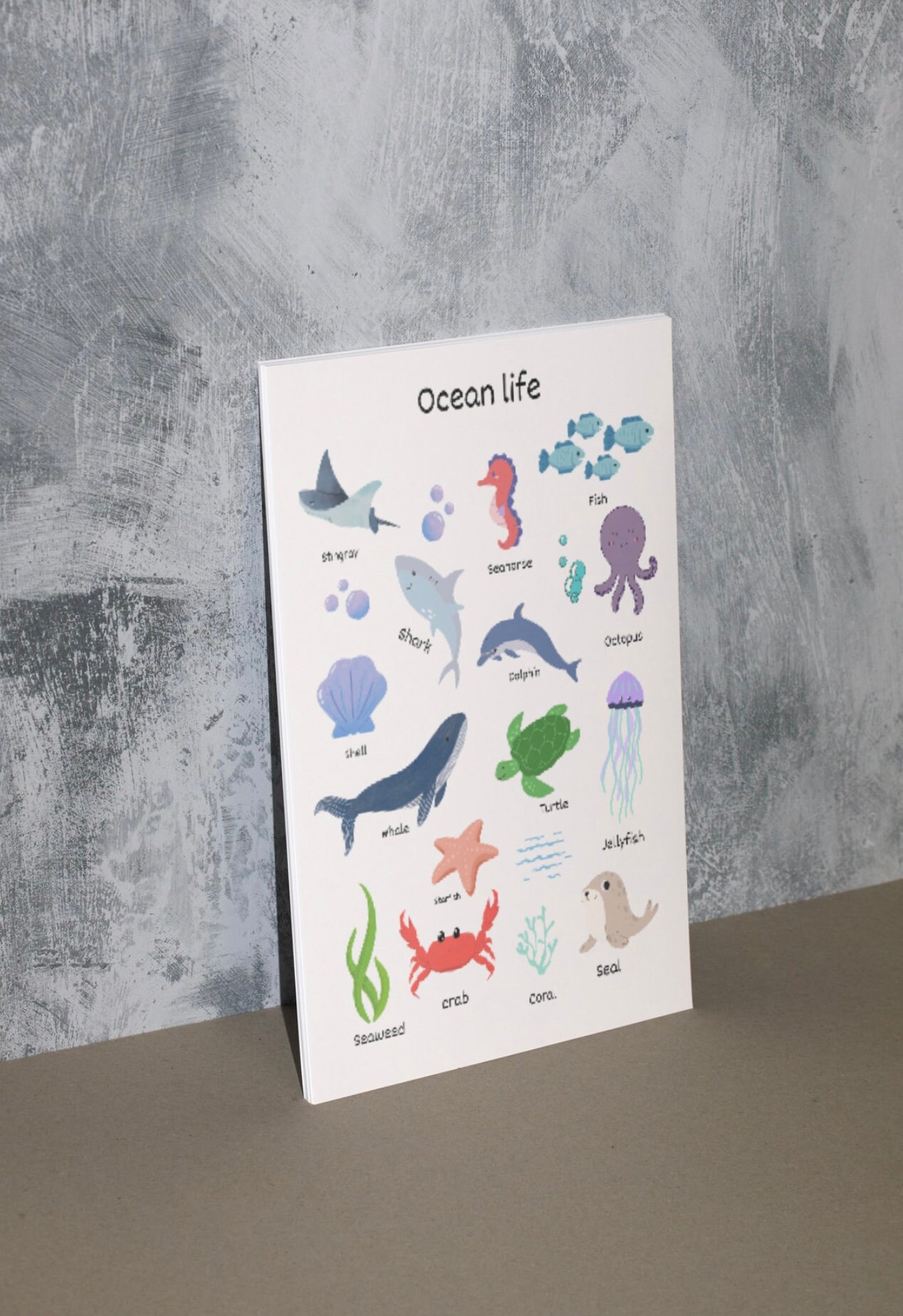 Ocean Life Print, Sea Animals , Digital Download, Sea Creatures, Theme ...