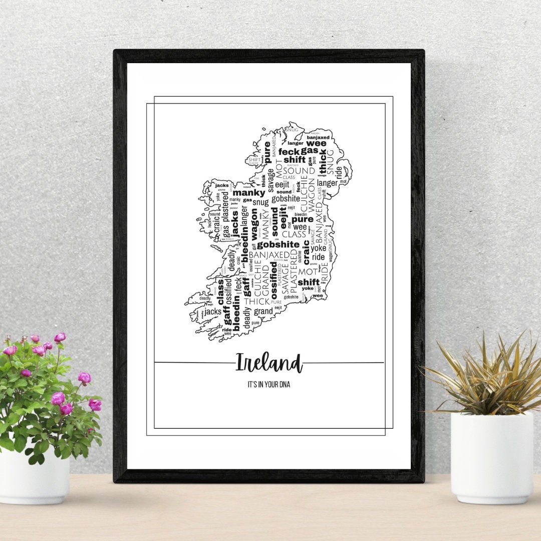 Irish Slang Typography Map Print Digital Wall Art Download Unique Gift ...