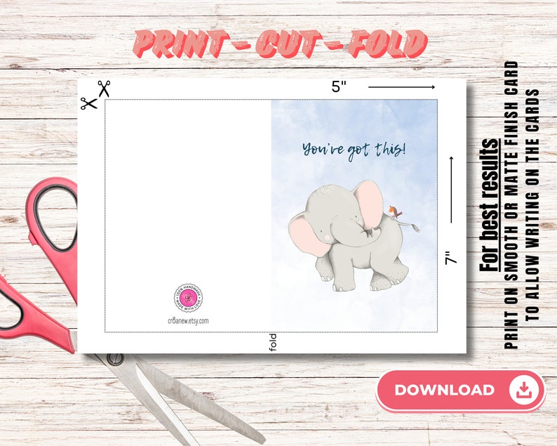 Printable Card Digital Download 5x7 Folded Card With Envelope ...