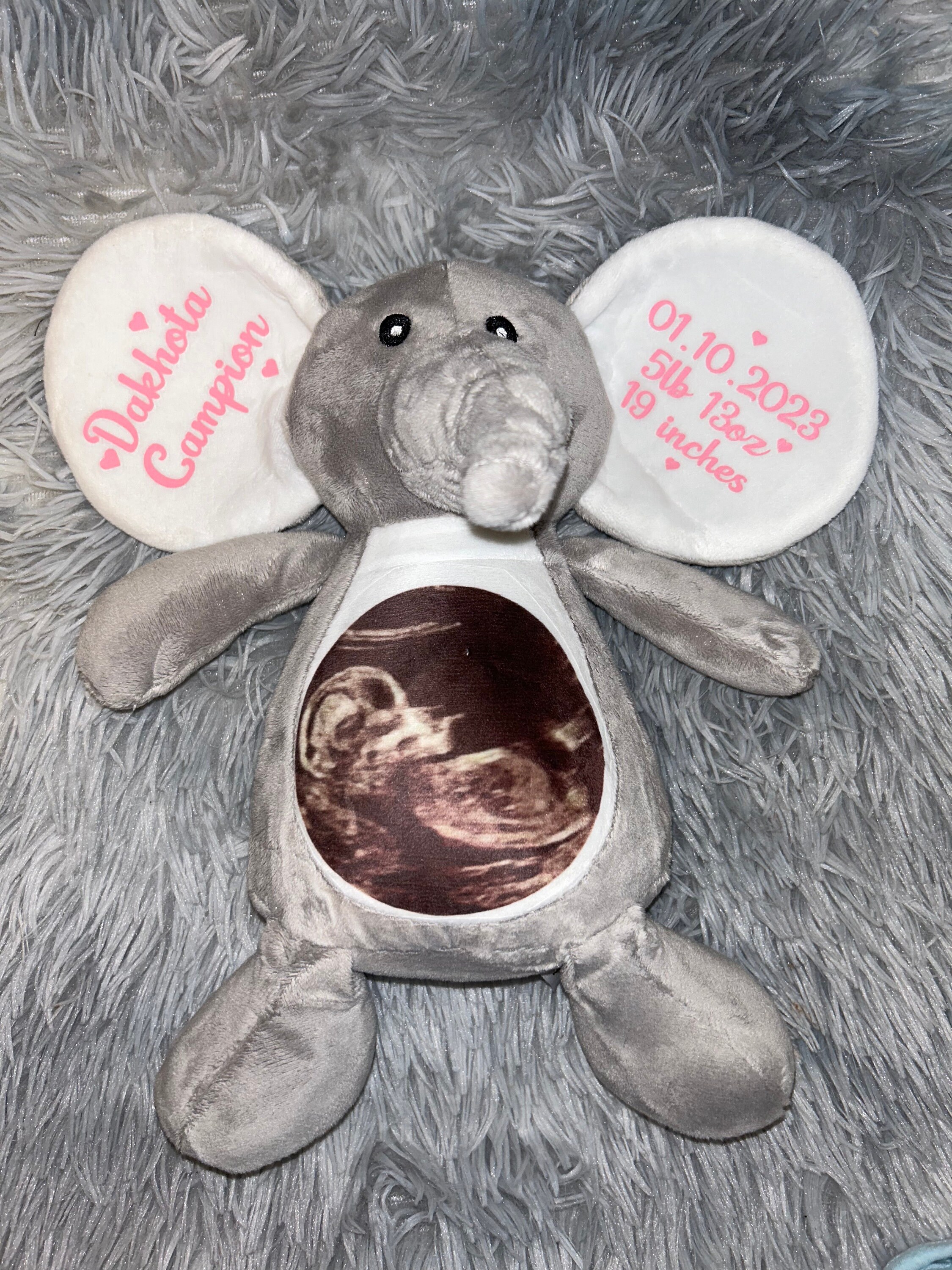 Personalized Baby Scan Elephant Teddy: Keepsake Announcement Gift - Etsy UK