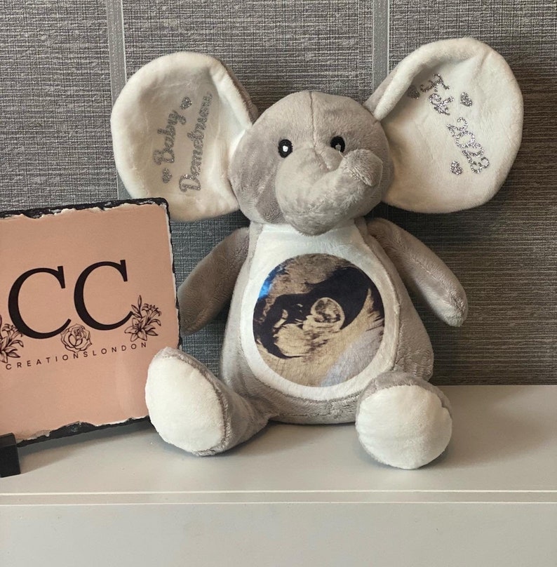 Personalized Baby Scan Elephant Teddy: Keepsake Announcement Gift - Etsy UK