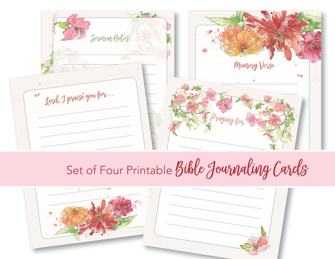 Printable Bible Journaling Cards Watercolor Prayer Cards for Prayer ...