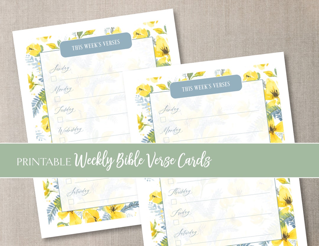 Printable Weekly Bible Verse Cards | Watercolor Scripture Cards | Bible ...
