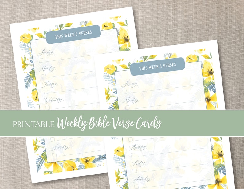 Printable Weekly Bible Verse Cards Watercolor Scripture Cards Bible in ...