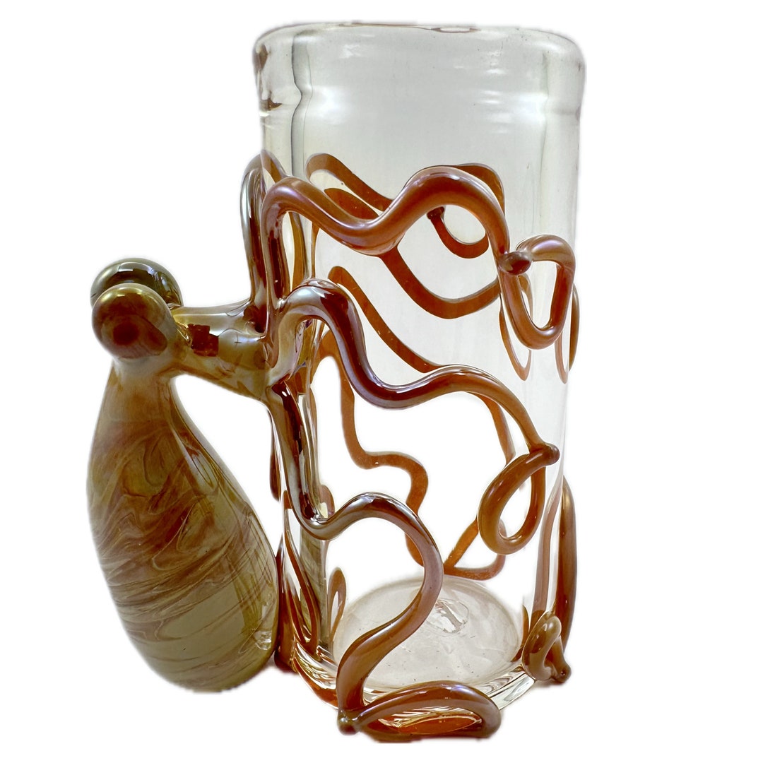 Octopus Shot Glass. Hand Blown Clear Pyrex Art Barware . Flamework ...