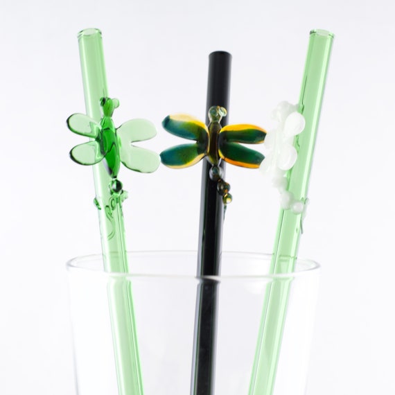 Dragonfly Glass Straw Pyrex Straw Coworker T Reusable Etsy