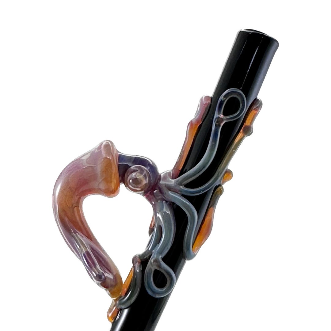 Glass Squid Straw. Reusable Eco Earth Friendly Hand Blown Black Straw ...