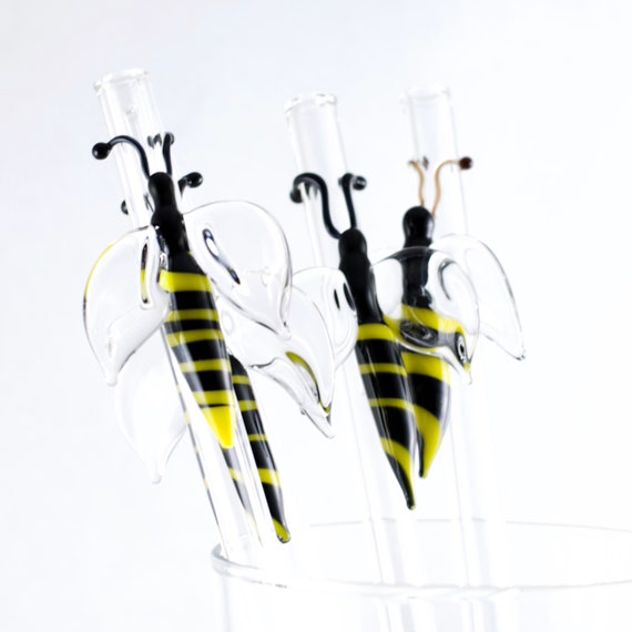 Bee Glass Straw / Reusable Straw / Mason Jar Straw / Honey Bee - Etsy