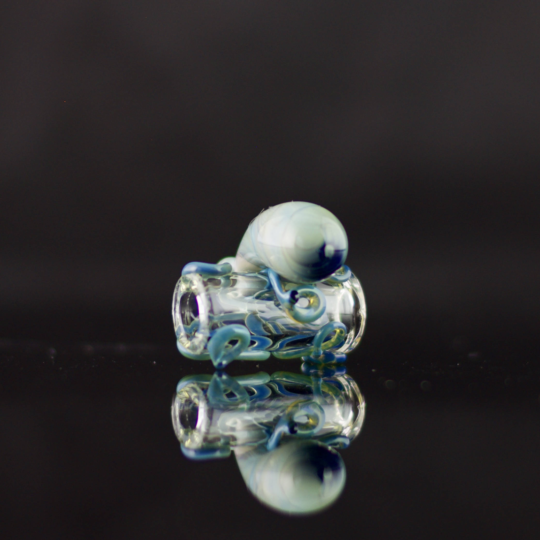 Octopus Glass Dread Bead Clear & Silver Amethyst, #673