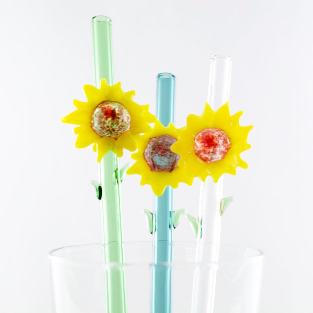 Sunflower Glass Straw | Reusable Straw | Mason Jar Straw | Eco-friendly ...