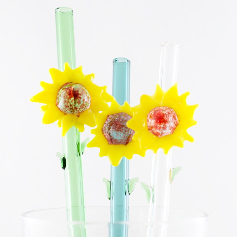 Sunflower Glass Straw / Reusable Straw / Mason Jar Straw / | Etsy