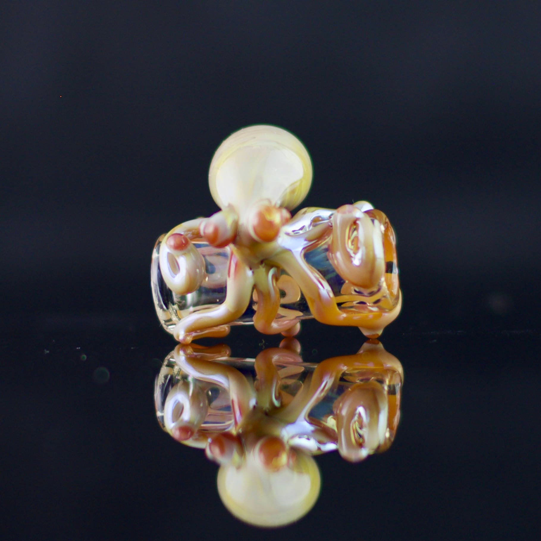 Octopus Glass Dread Bead in Clear & Caramel, #686