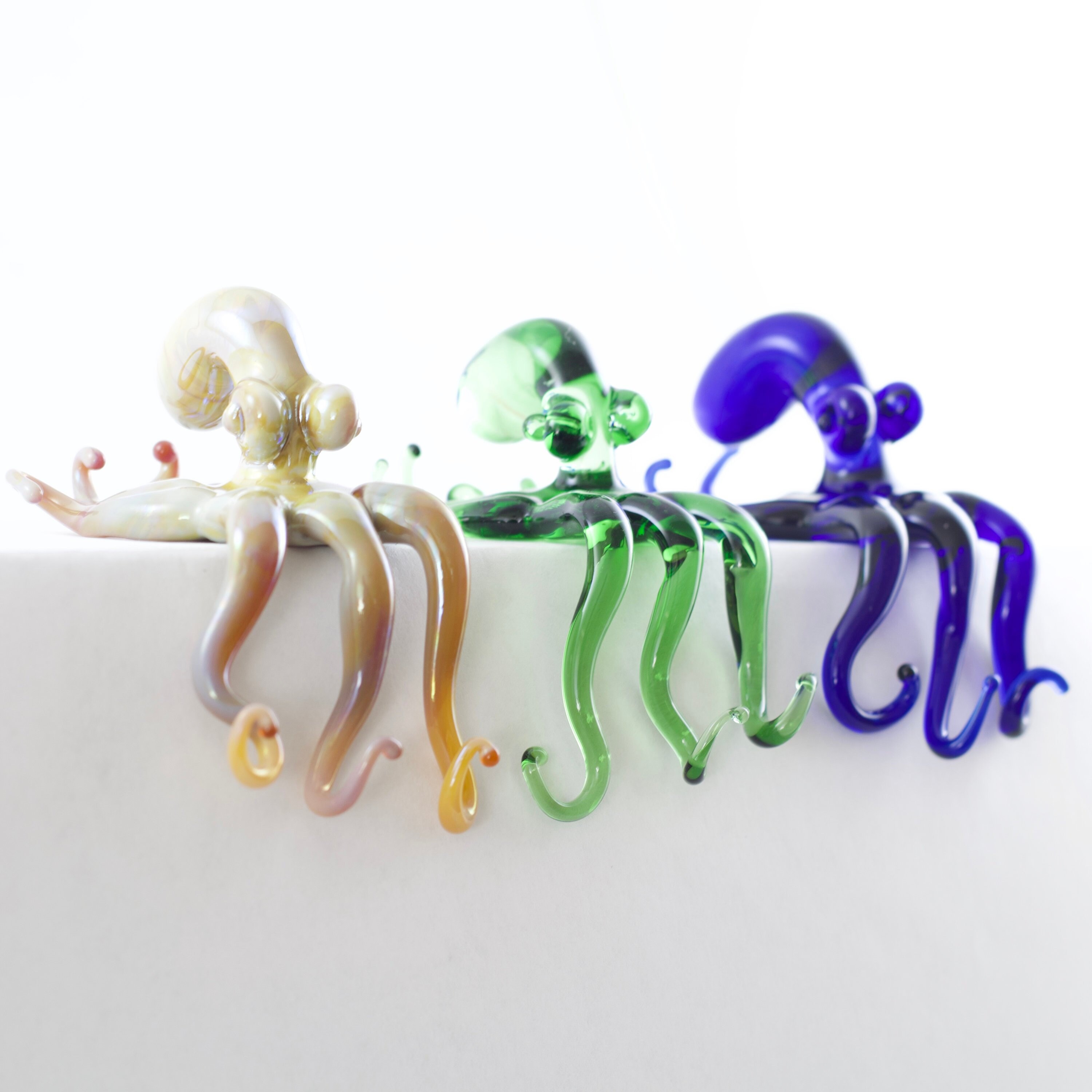 Octopus Glass Figurine / Glass Sculpture / Shelf Sitter Figurine ...