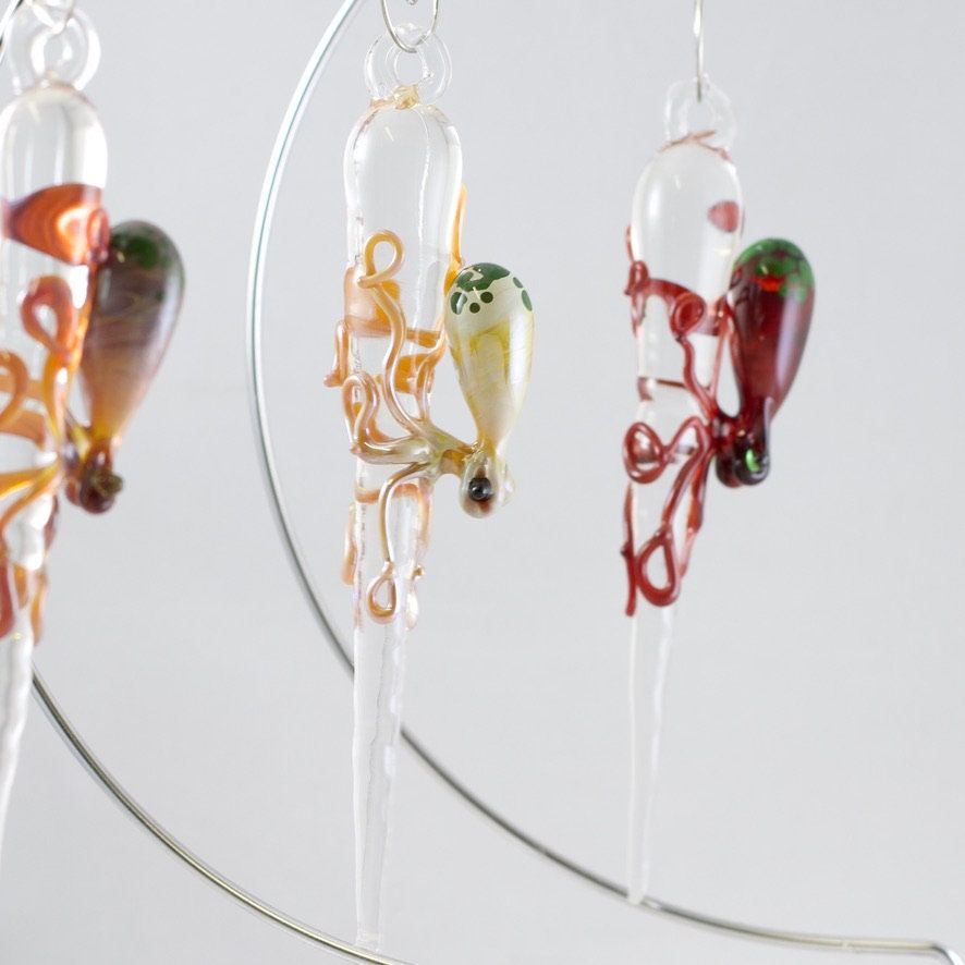 Octopus Glass Icicle Ornament in Your Choice of Color