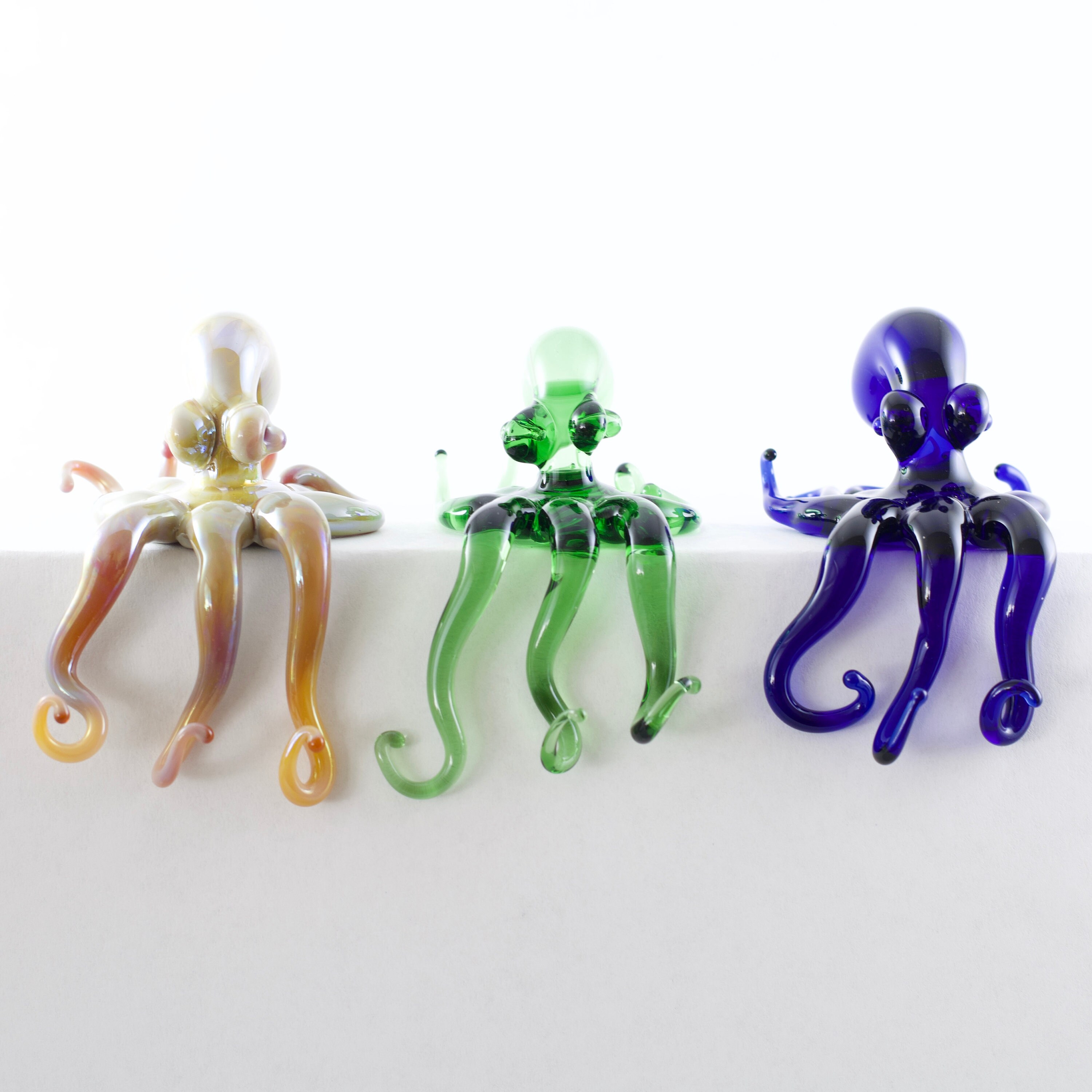 Octopus Glass Figurine / Glass Sculpture / Shelf Sitter Figurine ...