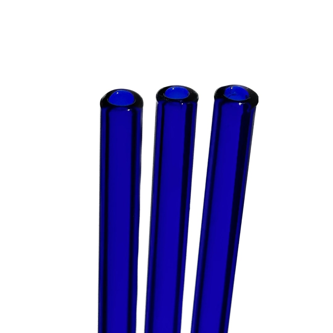 Cobalt Blue Glass Straw. Standard Hand Blown Reusable Eco-friendly ...