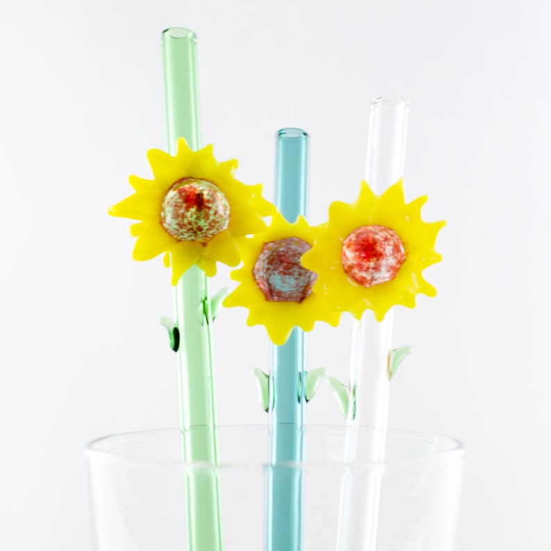 Sunflower Glass Straw Reusable Straw Mason Jar Straw - Etsy