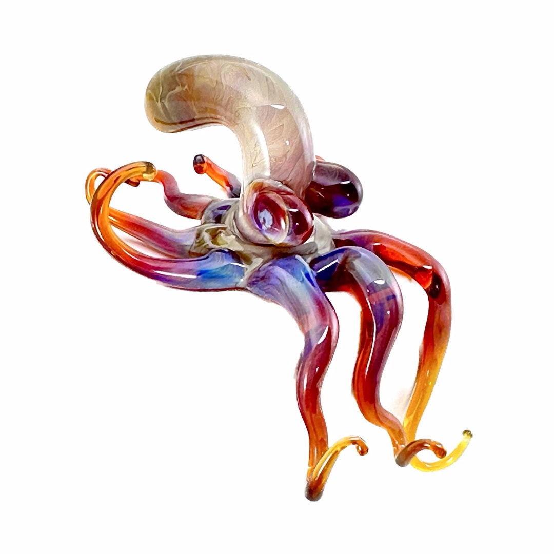 Octopus Shelf Sitter Flamework Sculpture Sea Life Glass Figurine Home ...