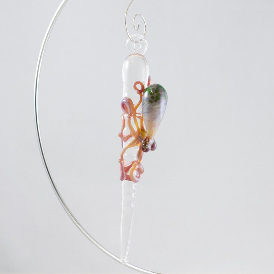 Octopus Glass Icicle Ornament in Your Choice of Color