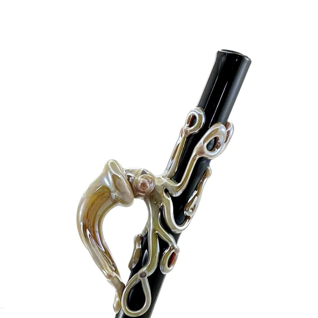 Glass Squid Straw. Reusable Eco Earth Friendly Hand Blown Black Straw ...
