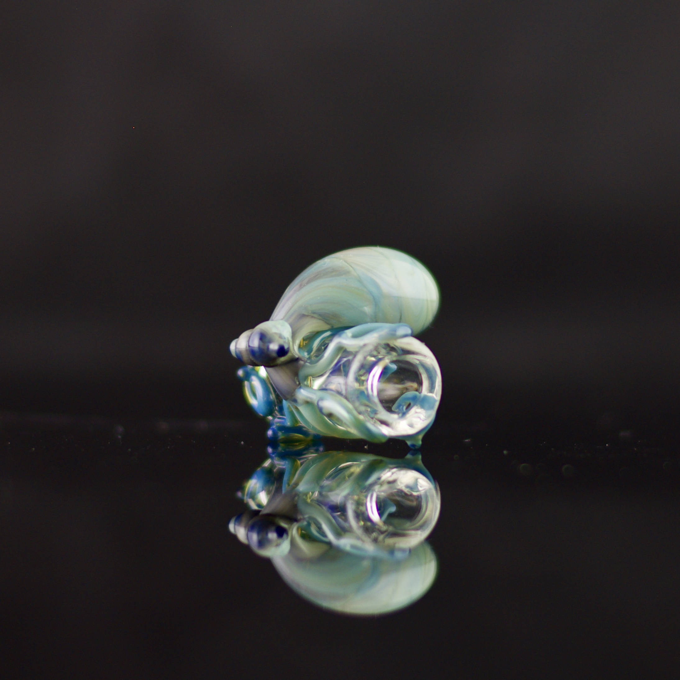 Octopus Glass Dread Bead Clear & Silver Amethyst, #673