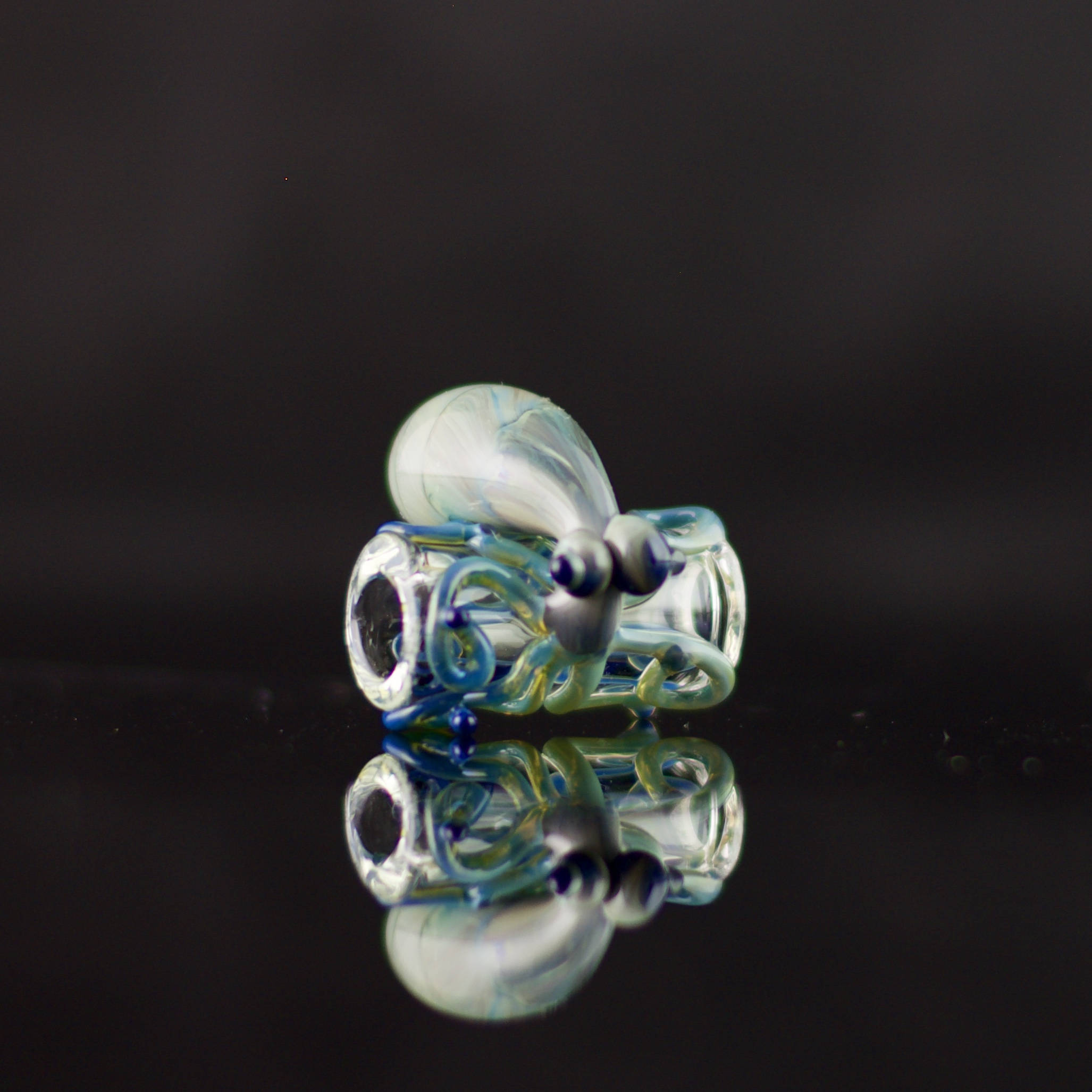 Octopus Glass Dread Bead Clear & Silver Amethyst, #673