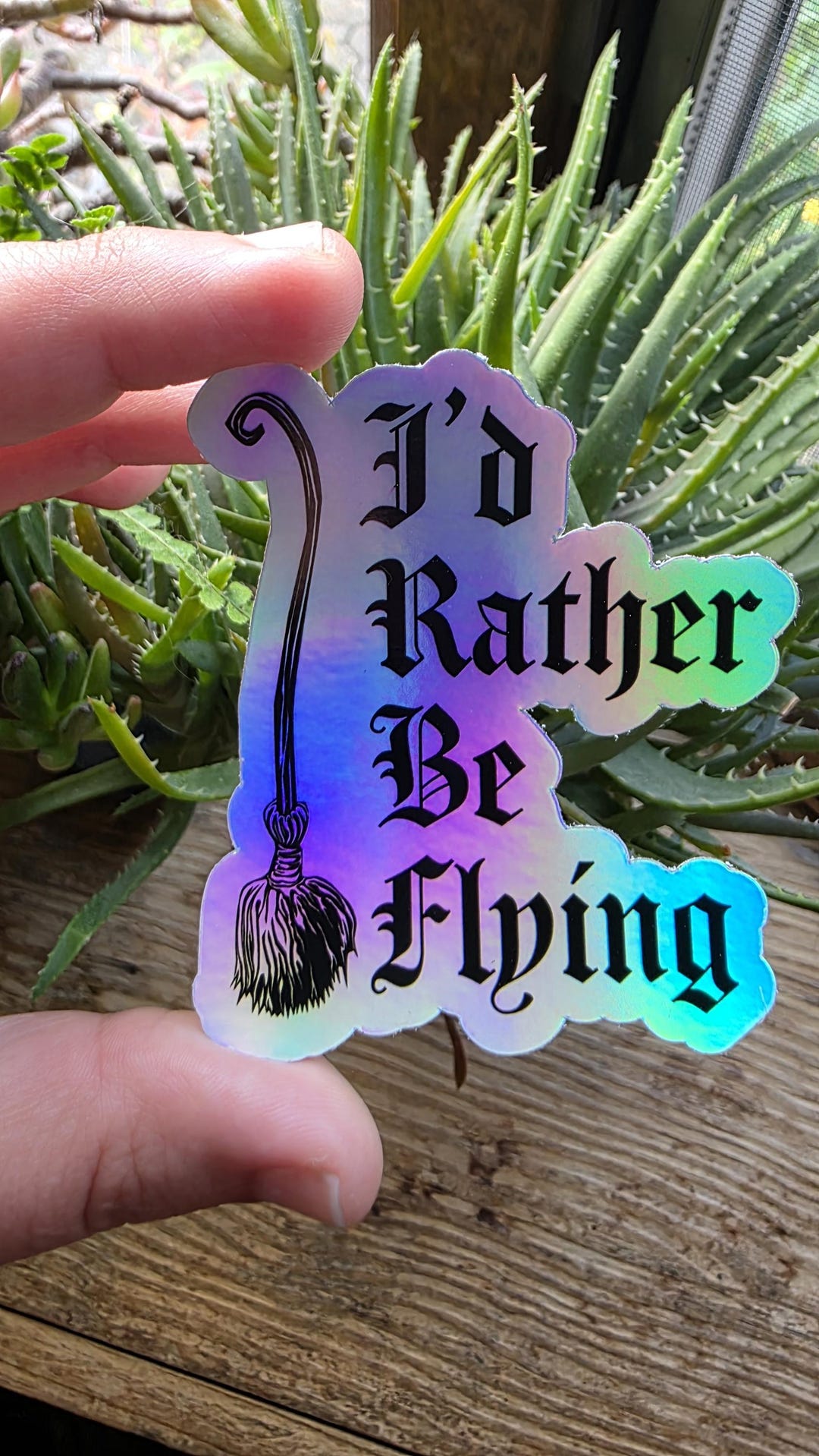 I'd Rather Be Flying Holographic Sticker With Witch's Broom - Etsy
