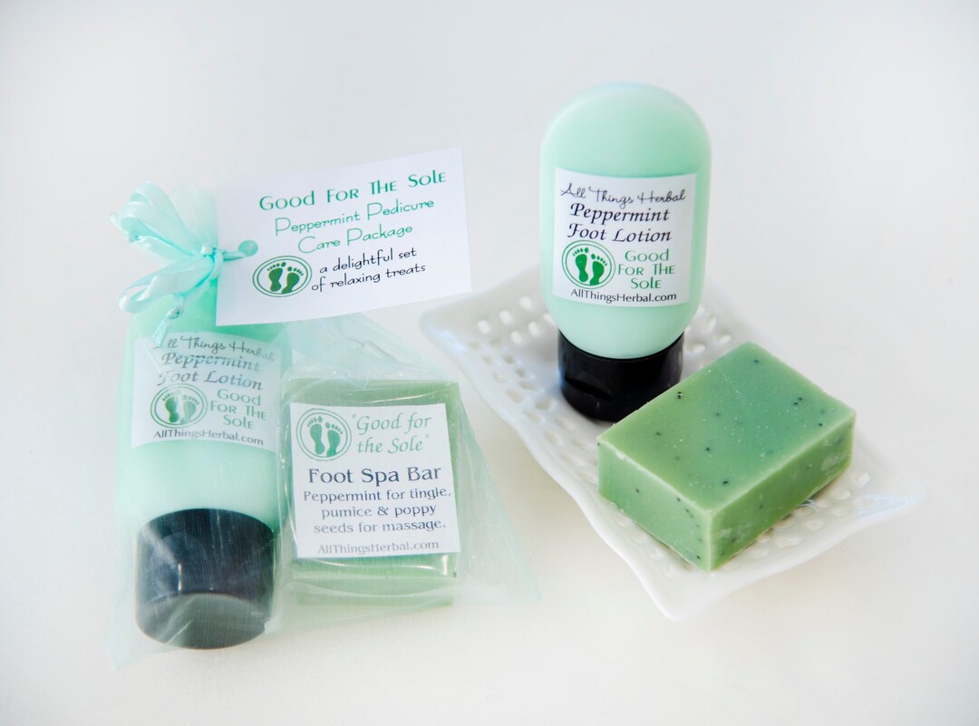 Peppermint Foot Spa Gift Set: Lotion & Soap Bar - Etsy