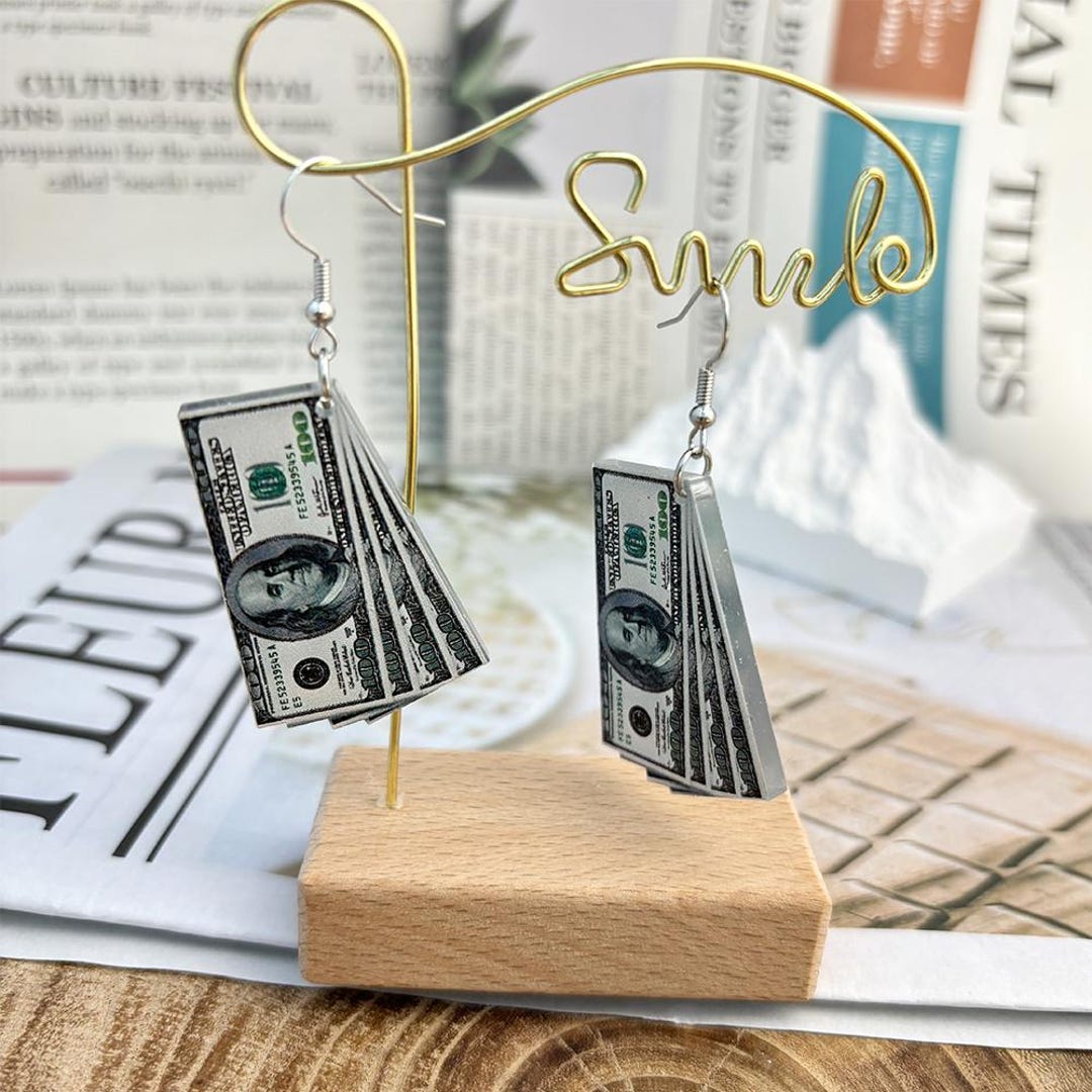 100 Dollar Bill Dangle Earrings, Money Earrings, Mini Money Earrings ...