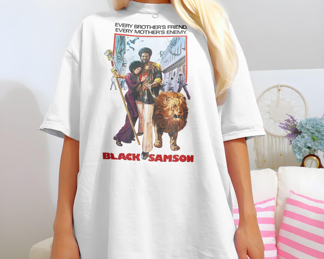 Black Samson V1 Movie Poster Vintage Retro Print Natural Cotton T Shirt ...