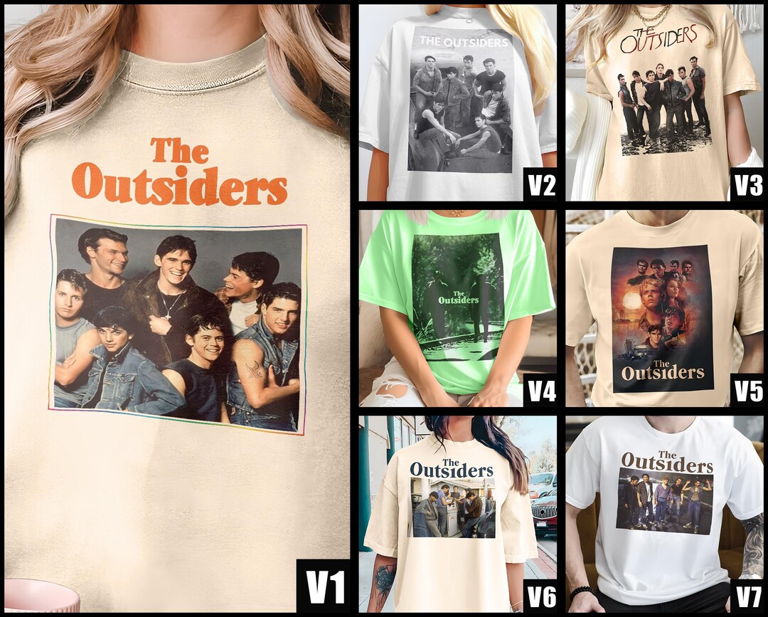 The Outsiders V1-V7 Movie Poster Vintage Retro Print Natural Cotton T ...