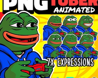 Pngtuber Cute PEPE FROG Character With 6 Expressions. Veadotube Model and Discord Reactive ...