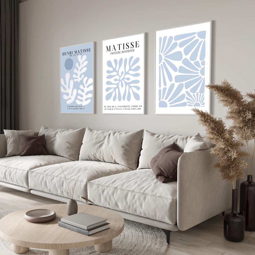 Blue Matisse Print Set Printable Wall Art Blue Print Set Gallery Wall Set of 3 Prints Preppy ...